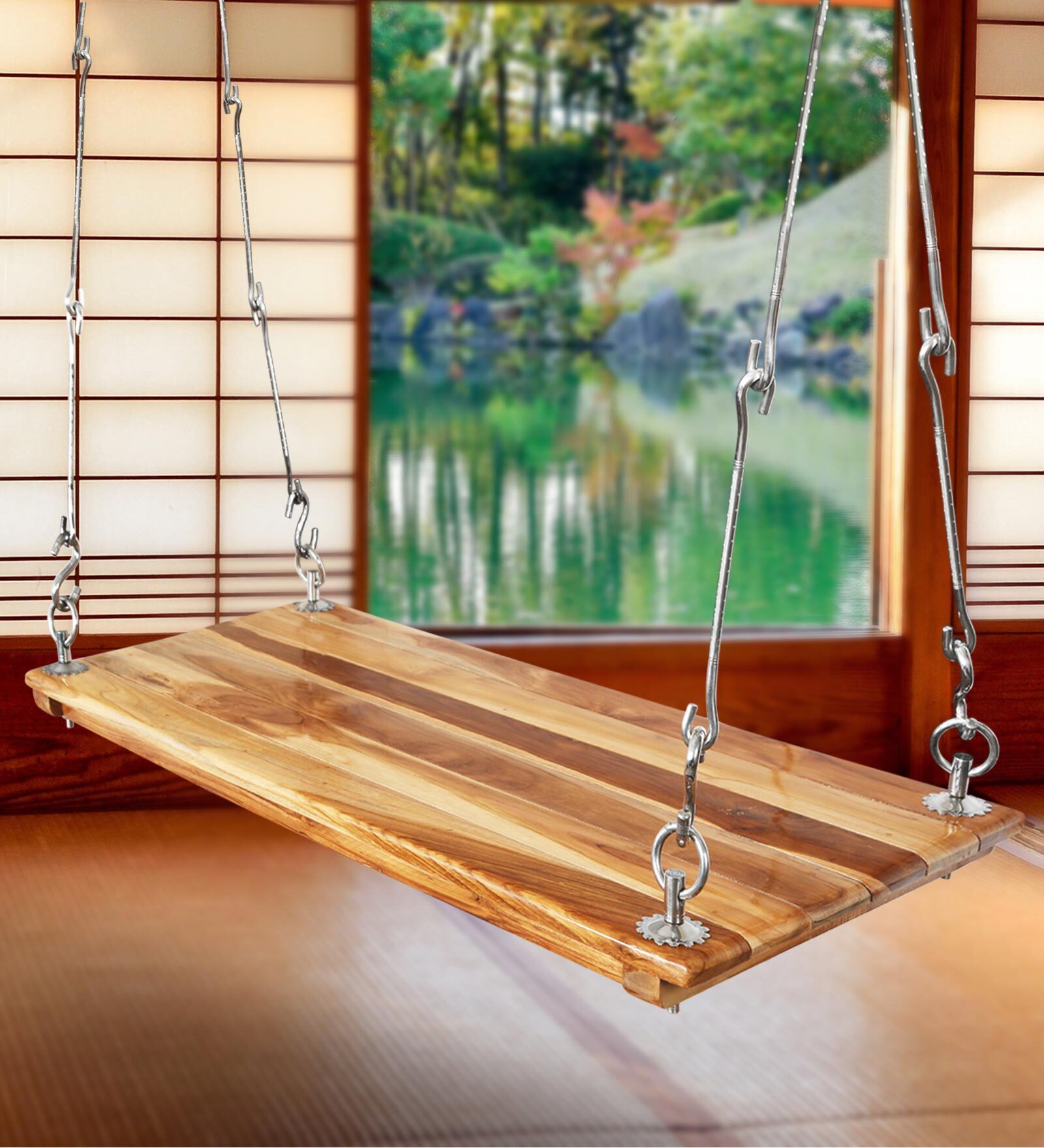 Buy Kamaka Teak Wood Plank Swing in Natural Finish at 36% OFF by Riyo ...