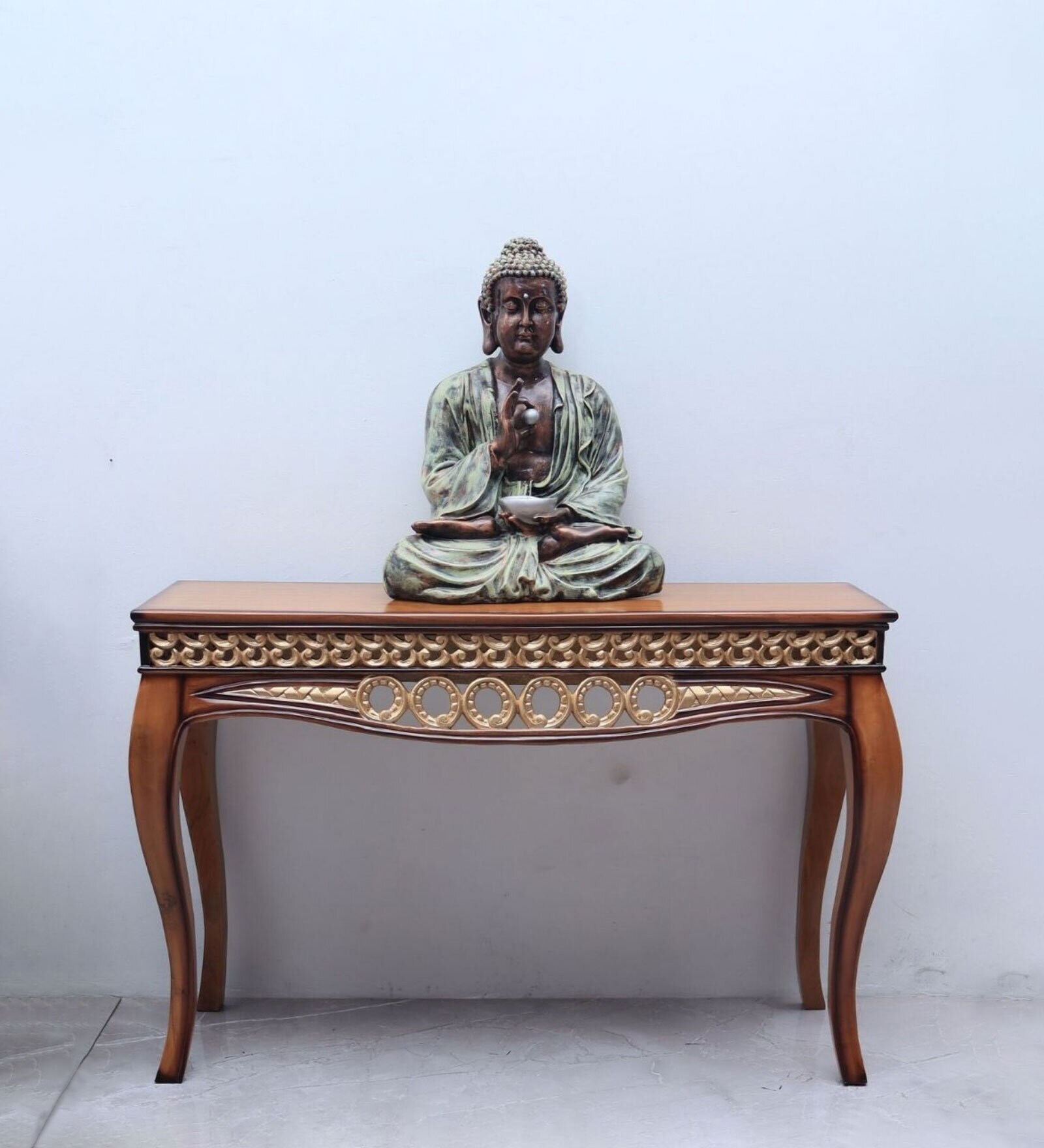 Buy Vortex Teak Wood Console Table In Teak Colour at 38% OFF by DZYN ...