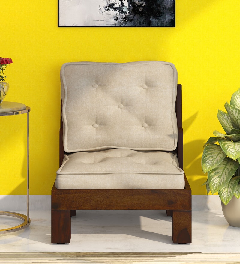 Buy Vogue Solid Wood 1 Seater Sofa in Provincial Teak Finish By ...