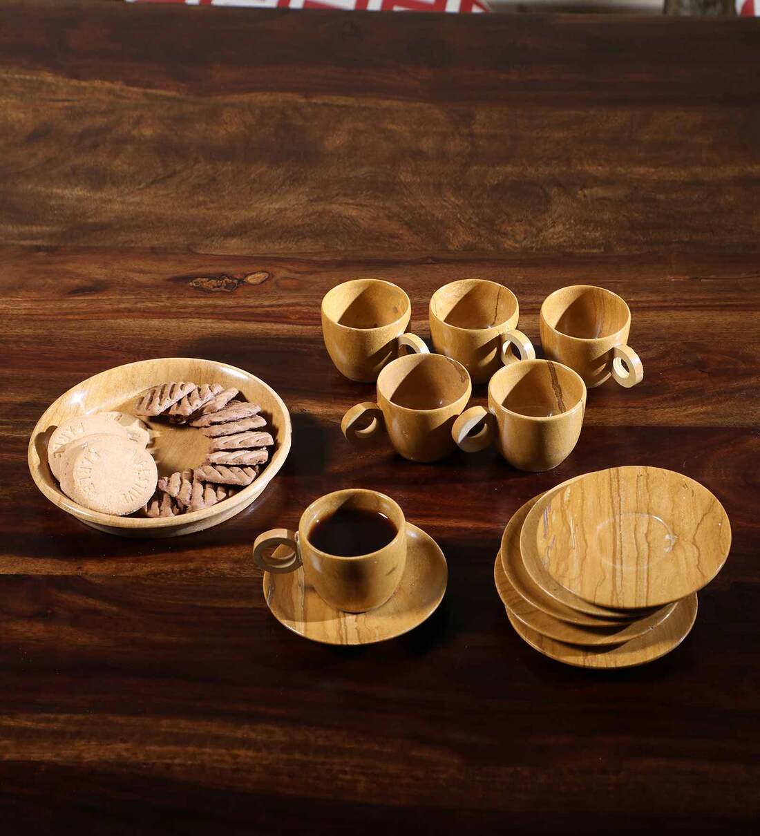 Buy Vyasa 150ml Yellow Stone (Set of 12) Tea Cup & Saucer Set at 39% ...