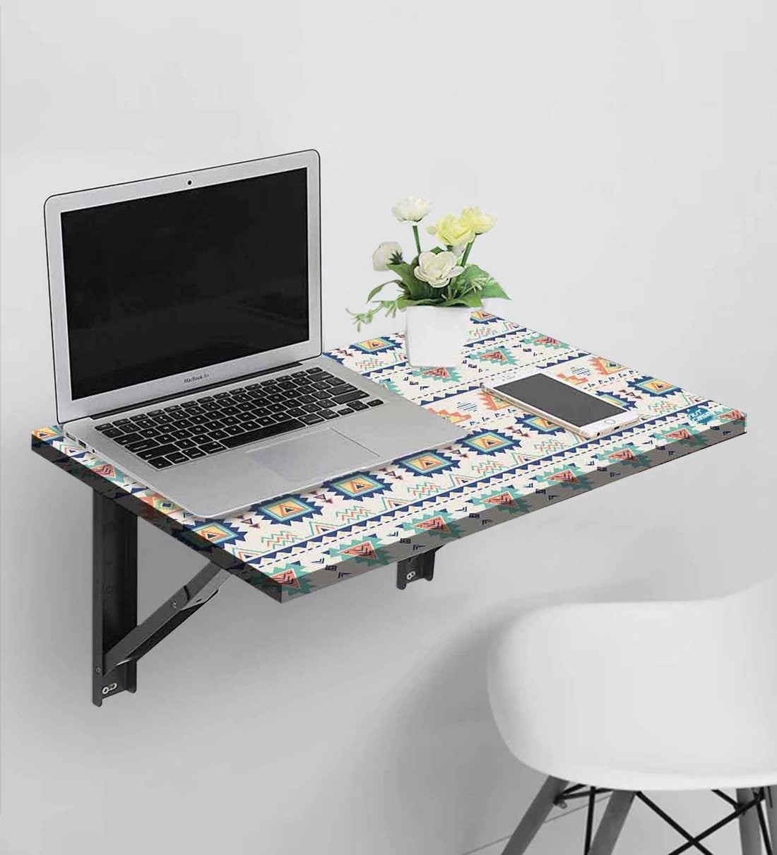 Buy Wall Mounted Foldable Study Table with Aztec Print in Matte Finish ...