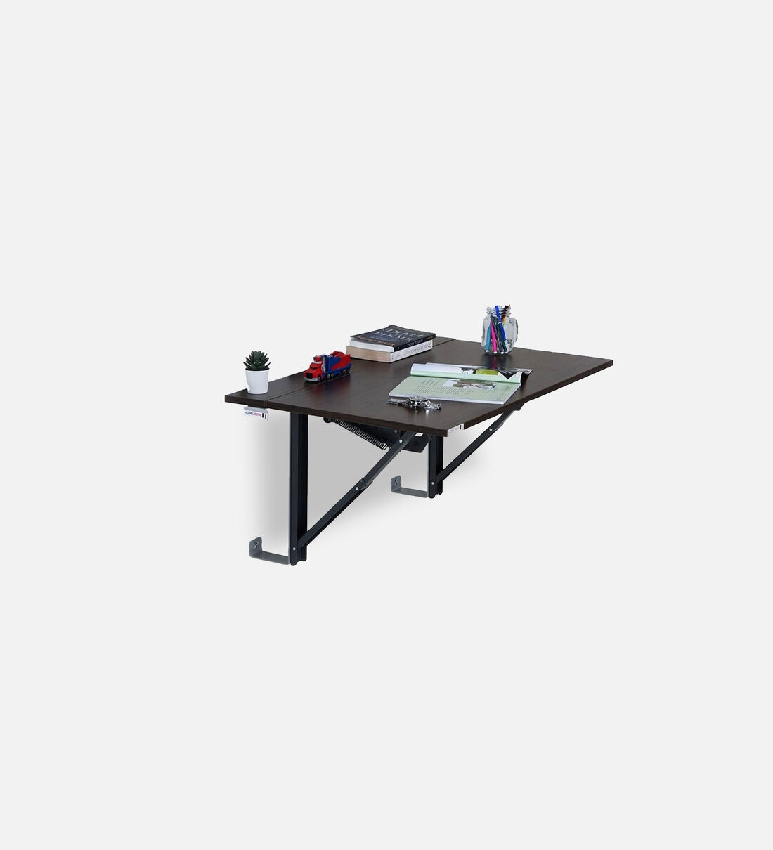 Buy Wall Mounted Height Adjustable Desk in Rich Walnut Colour by ...