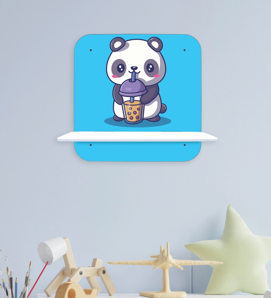Buy Panda Blue Engineered Wood Wall Shelf at 7% OFF by Random | Pepperfry