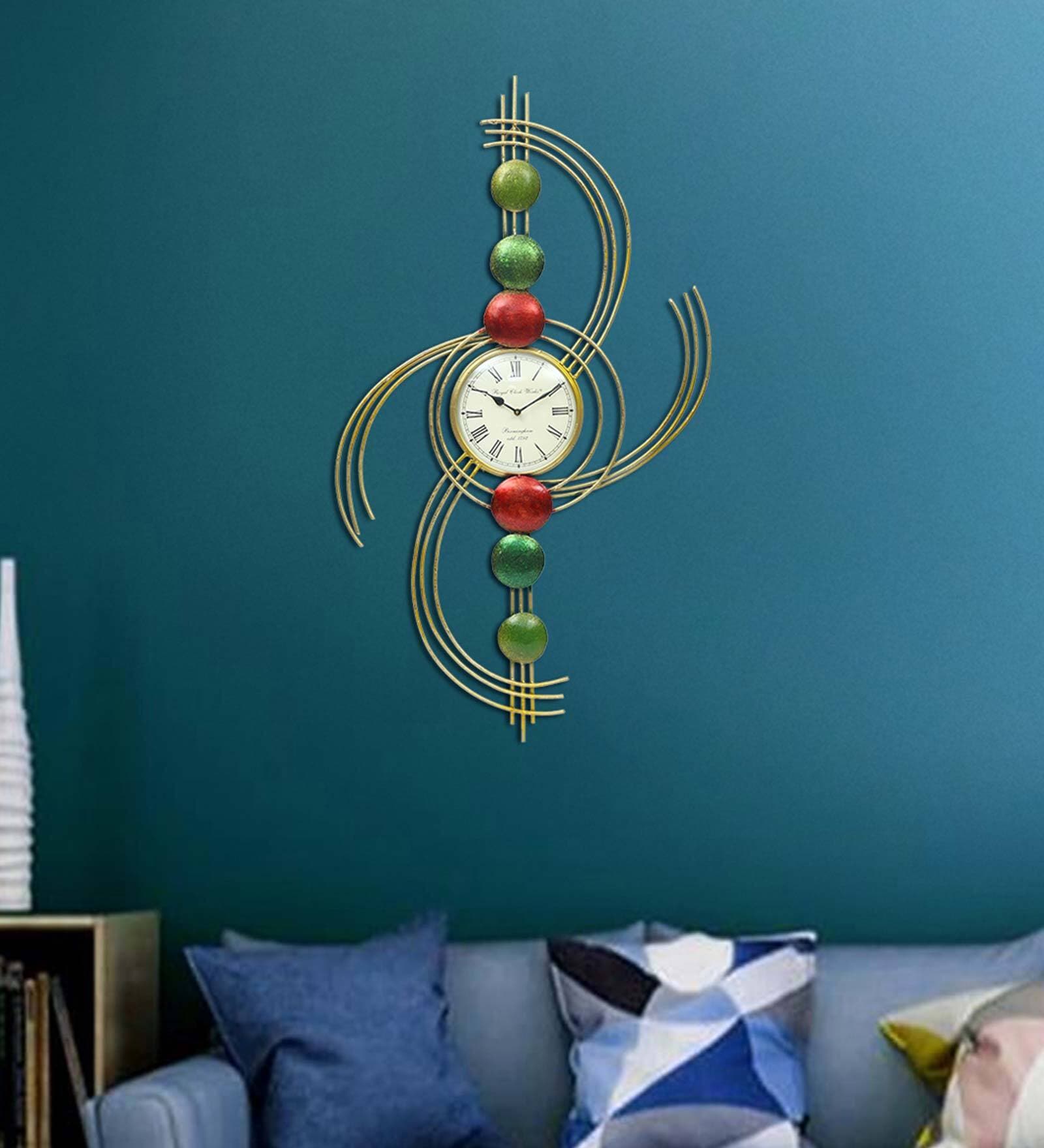 Buy Green & Gold Metal Modern Wall Clock at 64% OFF by Aapno Rajasthan ...