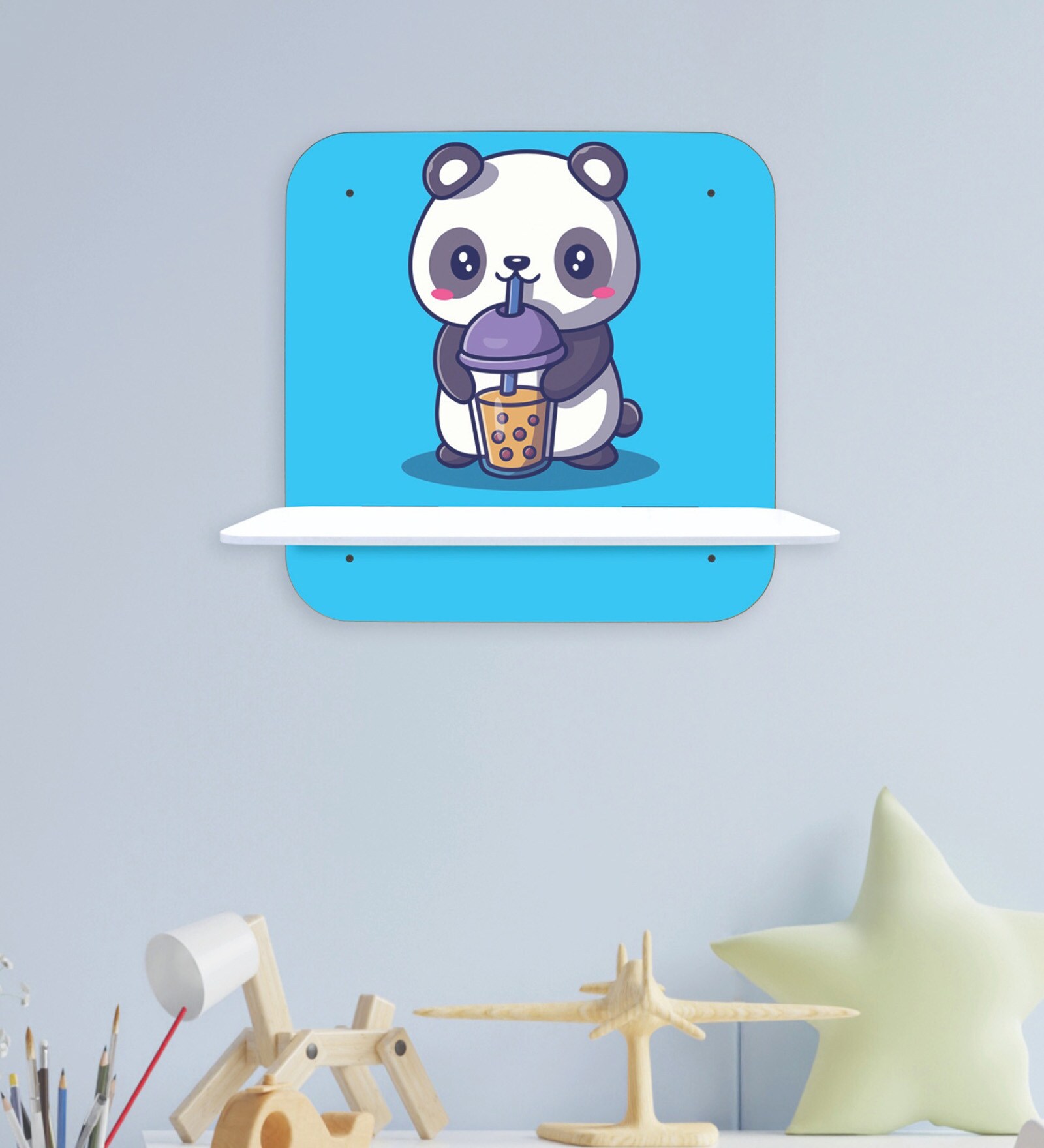 Buy Panda Blue Engineered Wood Wall Shelf at 13% OFF by Random | Pepperfry