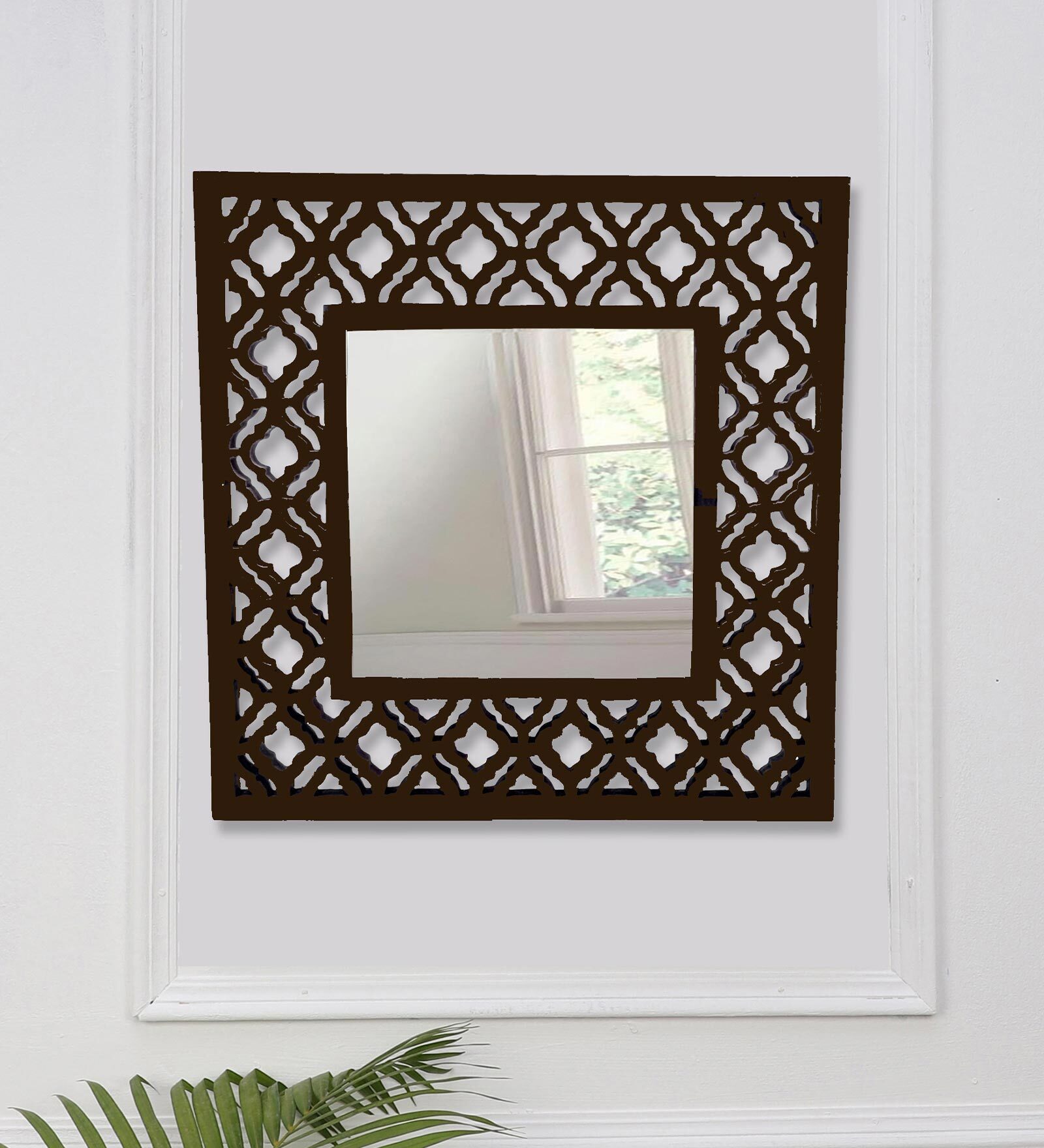Buy Walnut Finish MDF Decorative Mirror at 33% OFF by The Urban Store ...