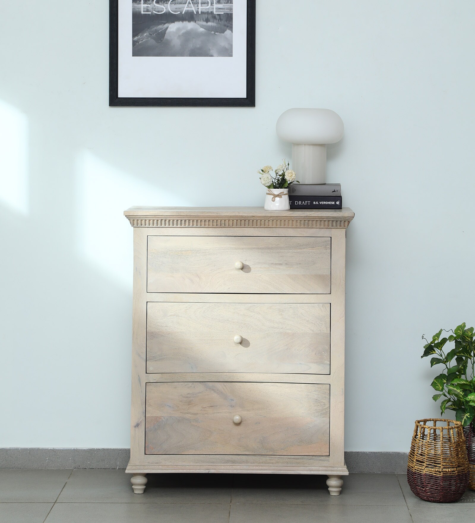 Buy Warm Oat Collection Solid Wood Chest of 3 Drawers in Light Brown ...