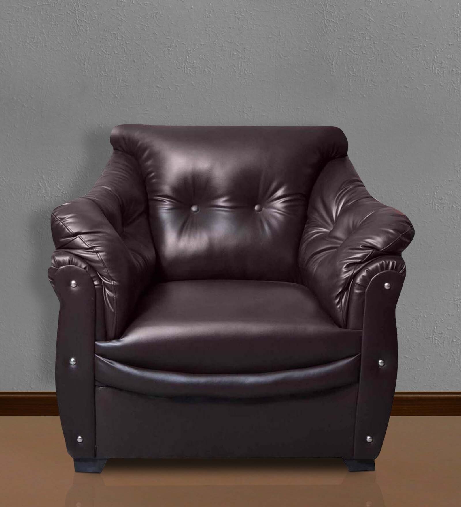 Buy Wave One Seater Sofa in Brown Colour by Tezerac Online - 1 Seater ...