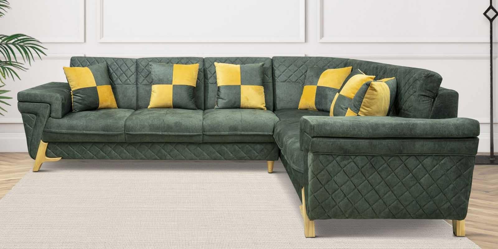 Buy Warmack Fabric Corner Sofa Green Colour at 26% OFF by Hansa Palace ...