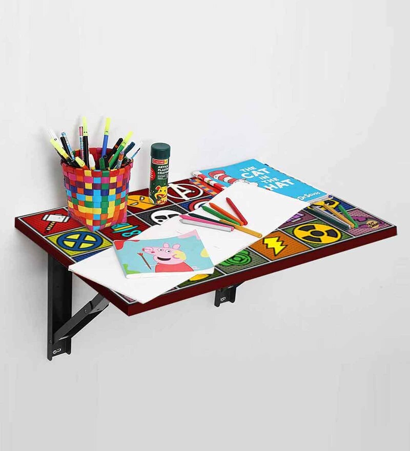 Buy Wall Mounted Foldable Study Table with Superheroes Print in Matte ...