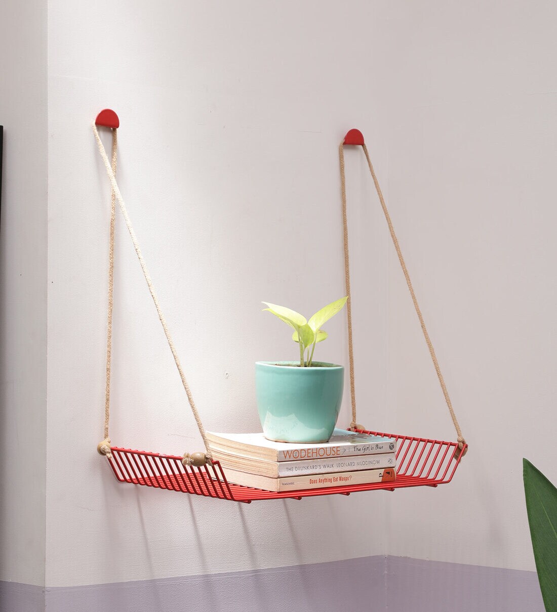 Buy Weebill Galvanized Iron Floating Wall Shelf in Red Colour by ...