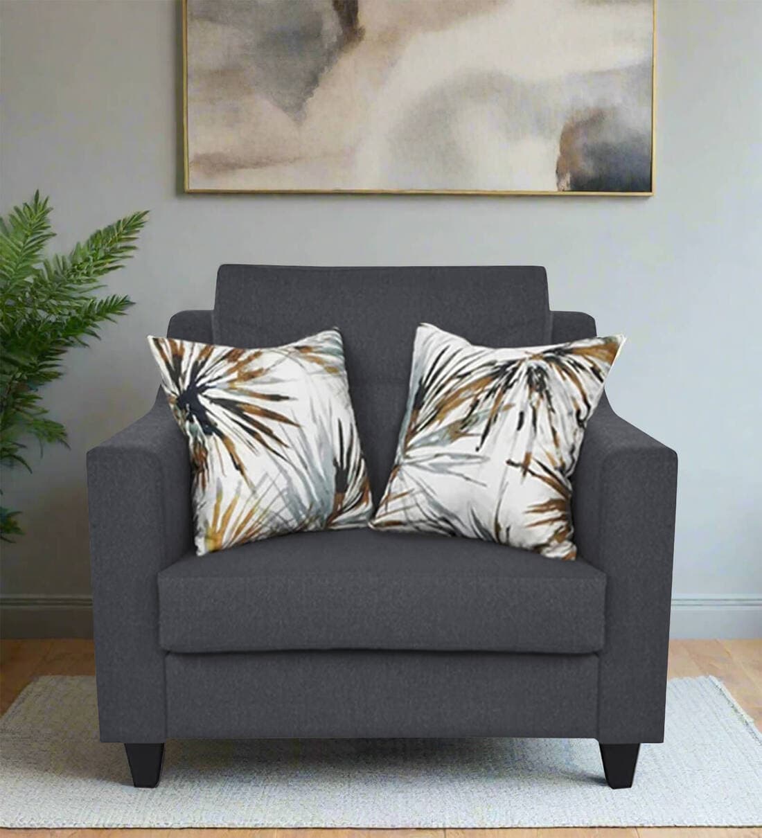 Buy Welly Fabric 1 Seater Sofa In Maba Grey Colour at 40% OFF by ...