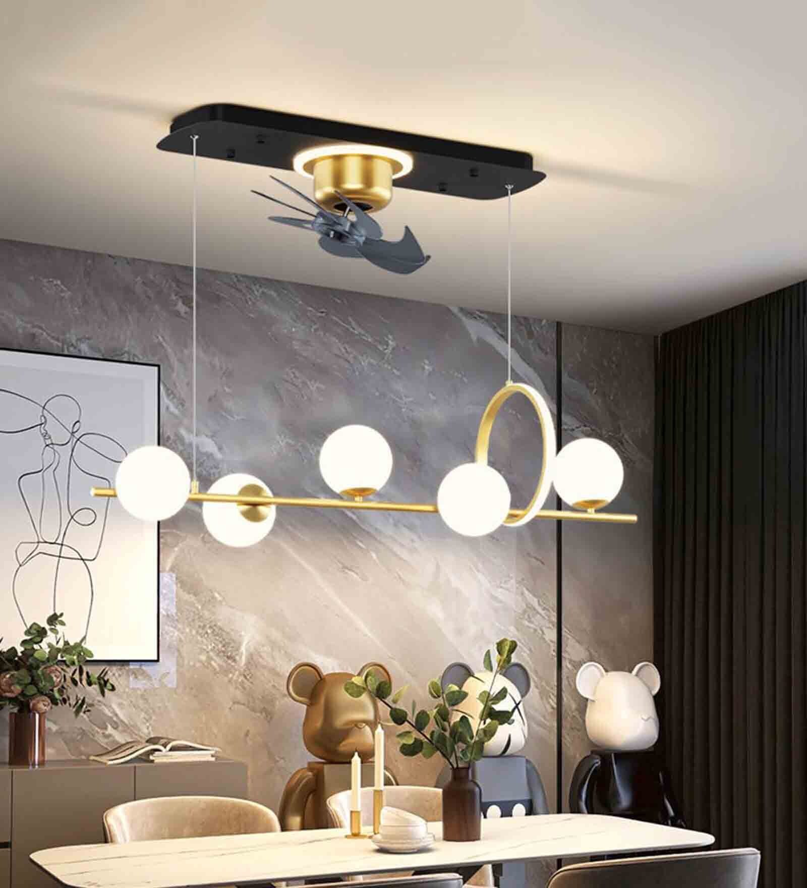 Buy Wendy Gold Aluminium LED Smart Fan Chandelier By Smartway Lighting ...