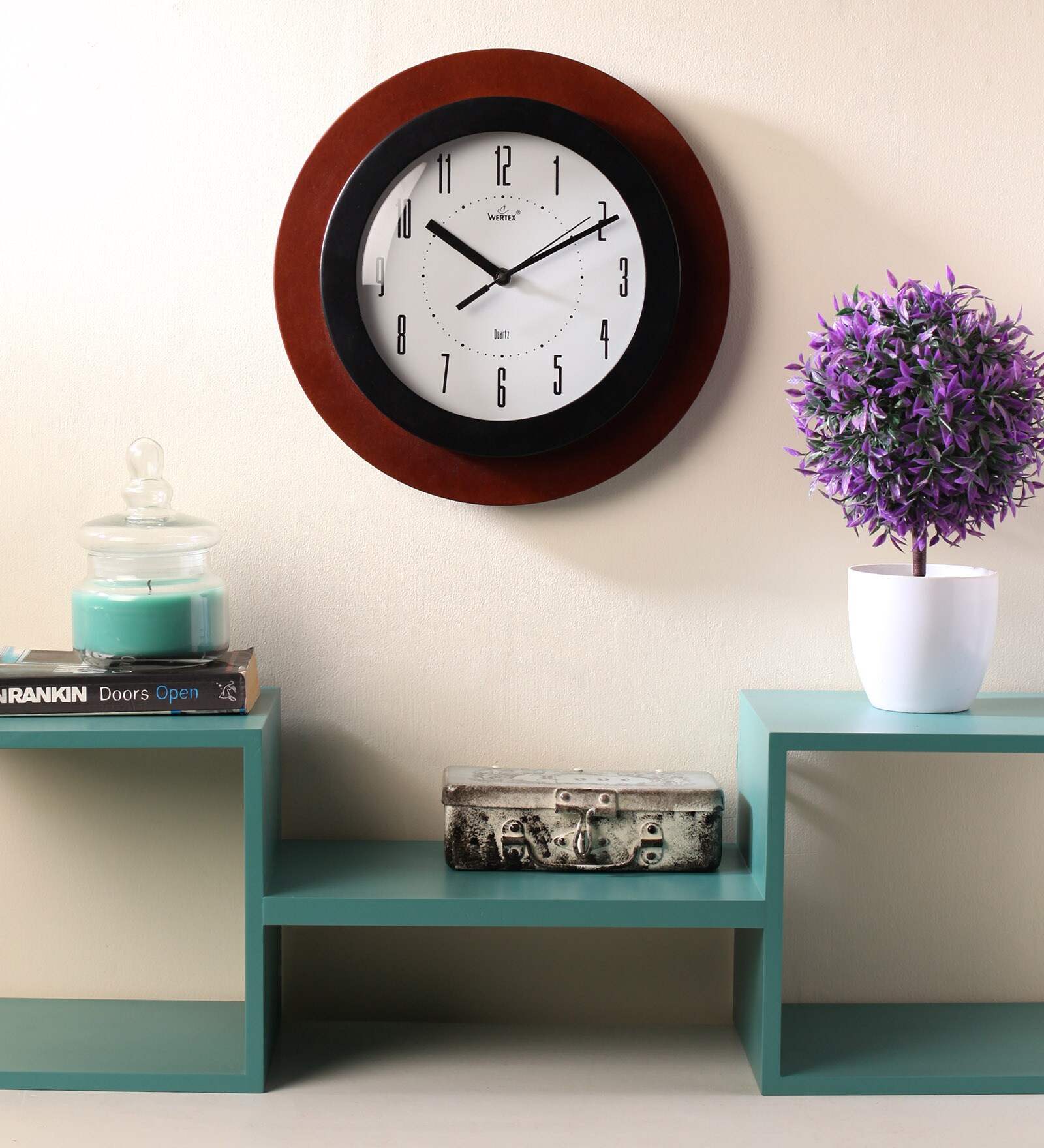 Buy Brown Glass & MDF 12 Inch Round Wall Clock by Wertex Online ...