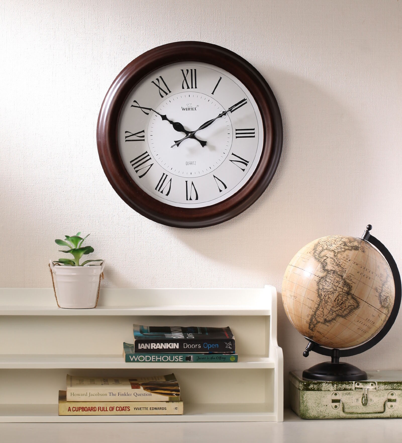 Buy Wertex Brown Glass & MDF 13.5 Inch Round Wall Clock Online ...