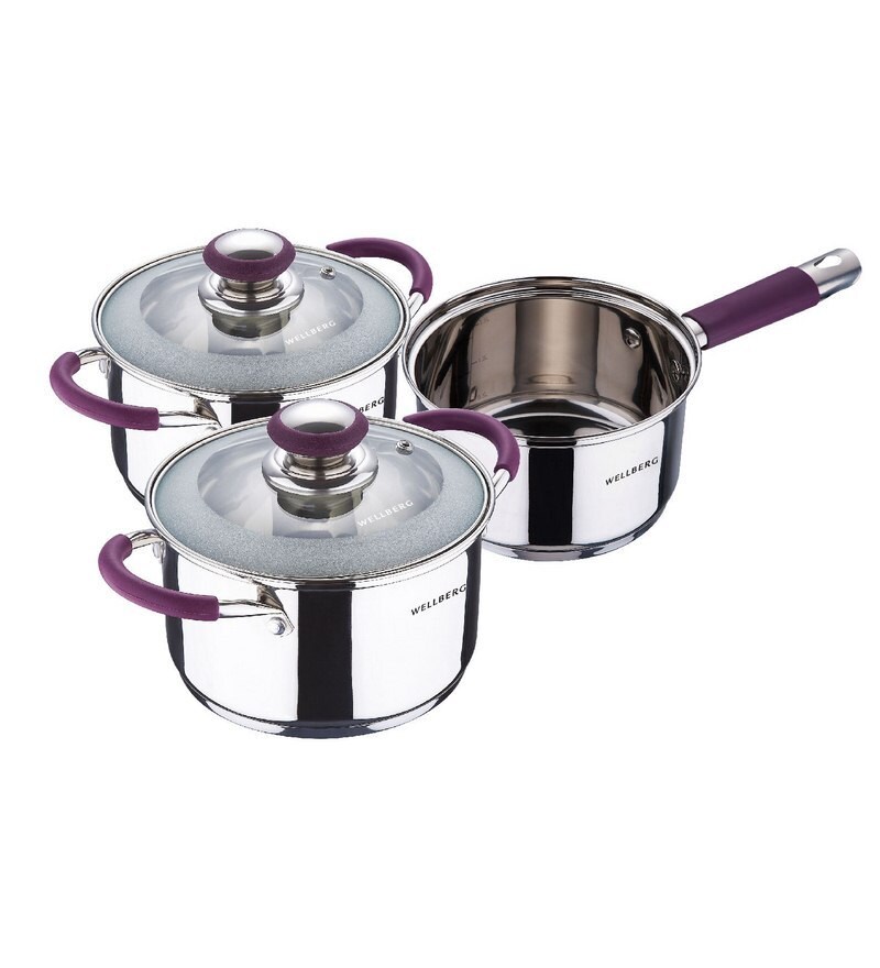 Buy Wellberg Stainless Steel Roma Cookware Set - Set Of 3 Online ...