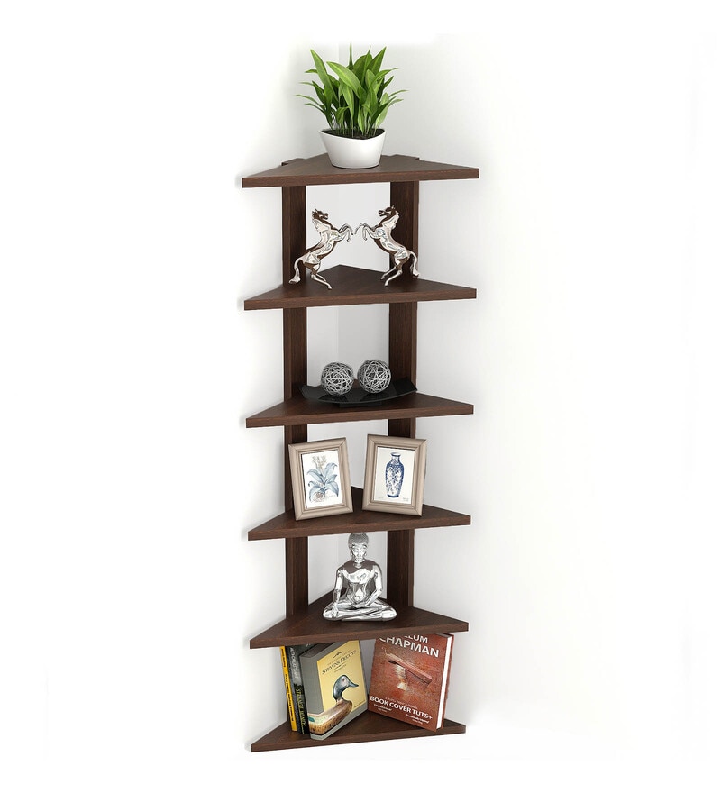 Buy Wenge Engineered Wood Braine Cornor Wall Shelf by Bluewud Online ...