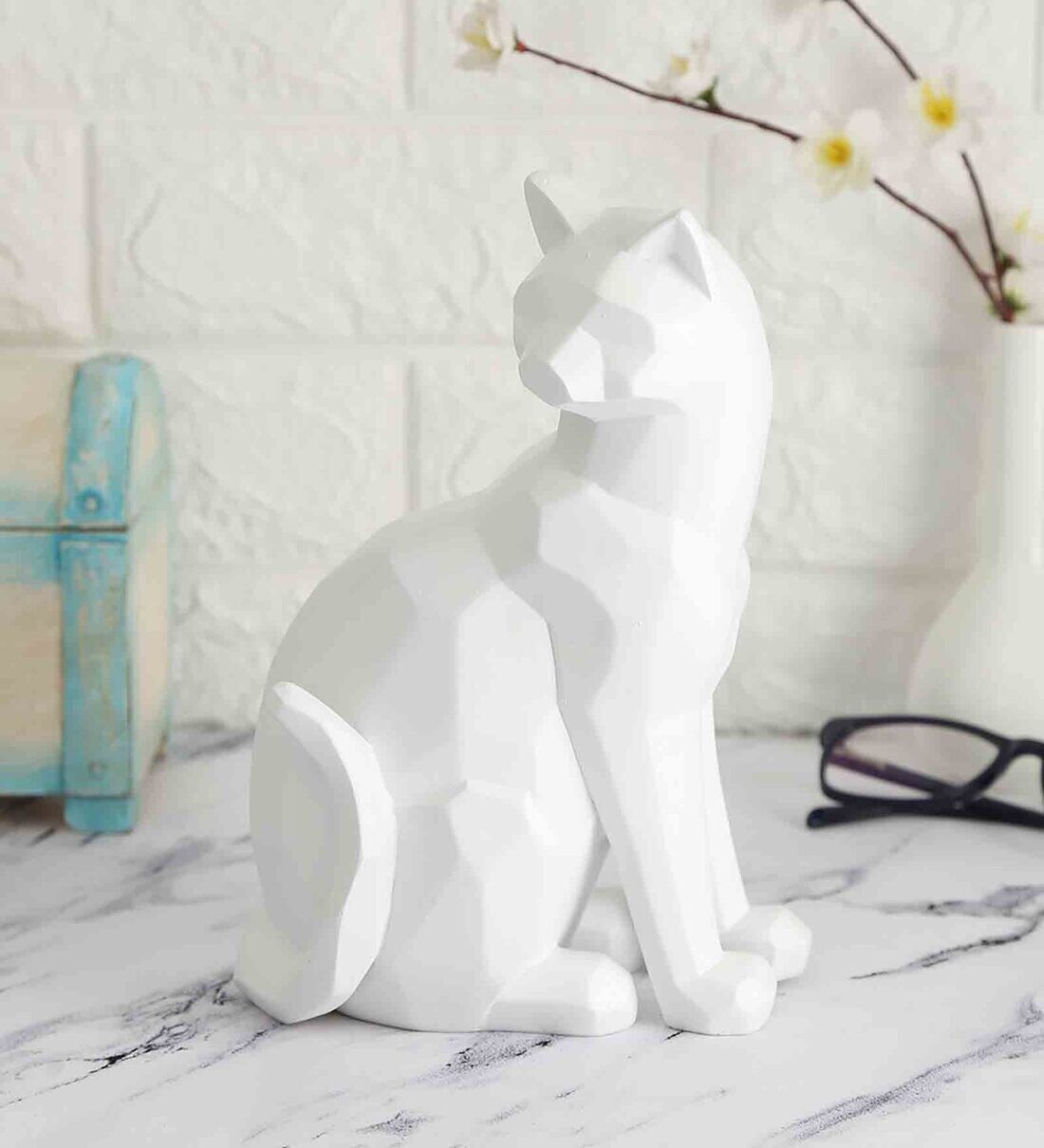 Buy White Polyresin White Cat Figurine India Circus by Krsnaa Mehta ...