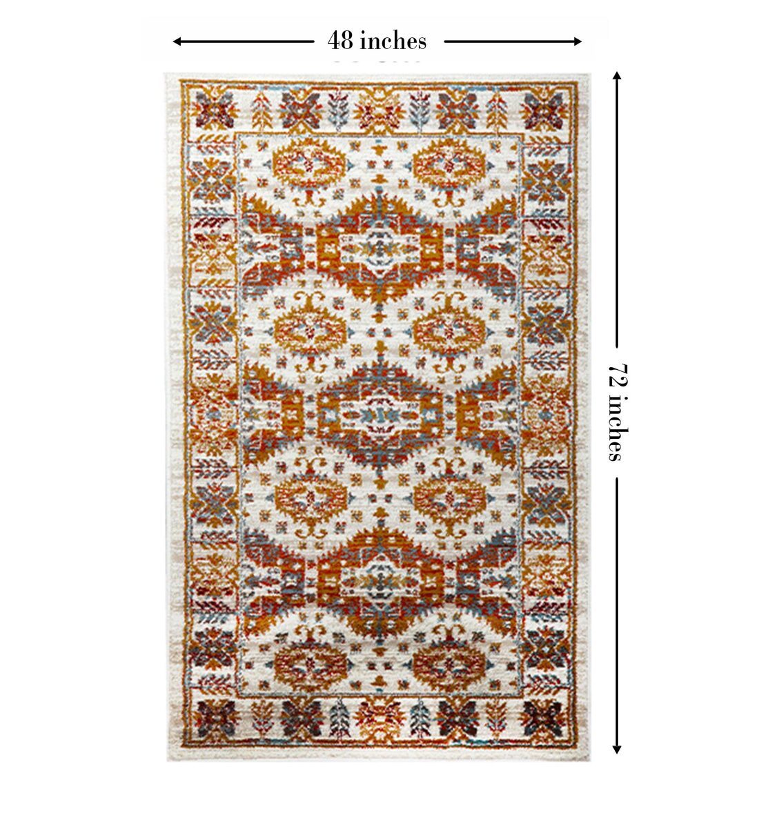 Buy White Striped Polypropylene 4 ft x 6 ft Machine Made Carpet by ...