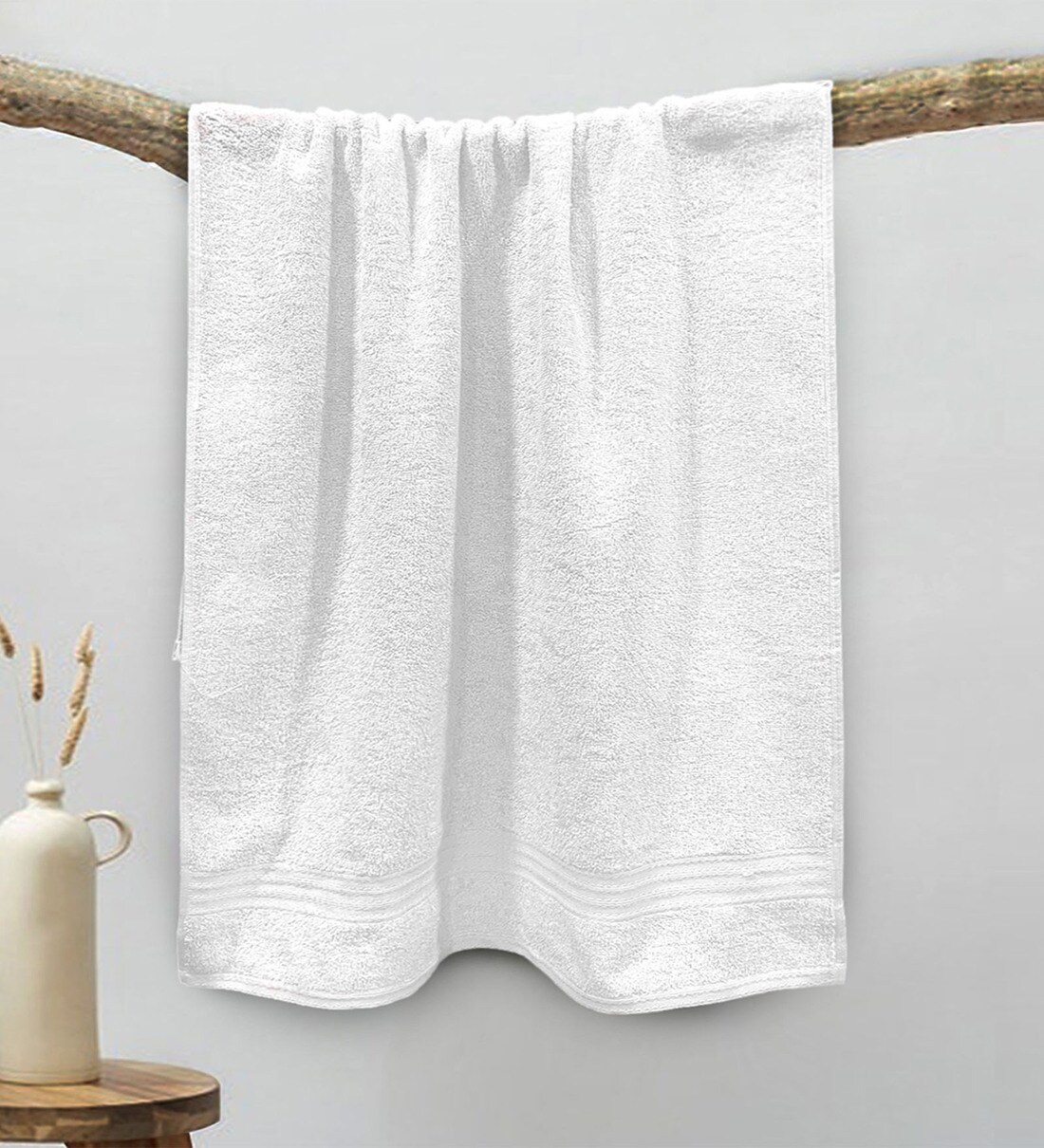 Buy White Anatolia Solid 500 GSM Cotton Bath Towel By Sassoon Fab at 62 ...