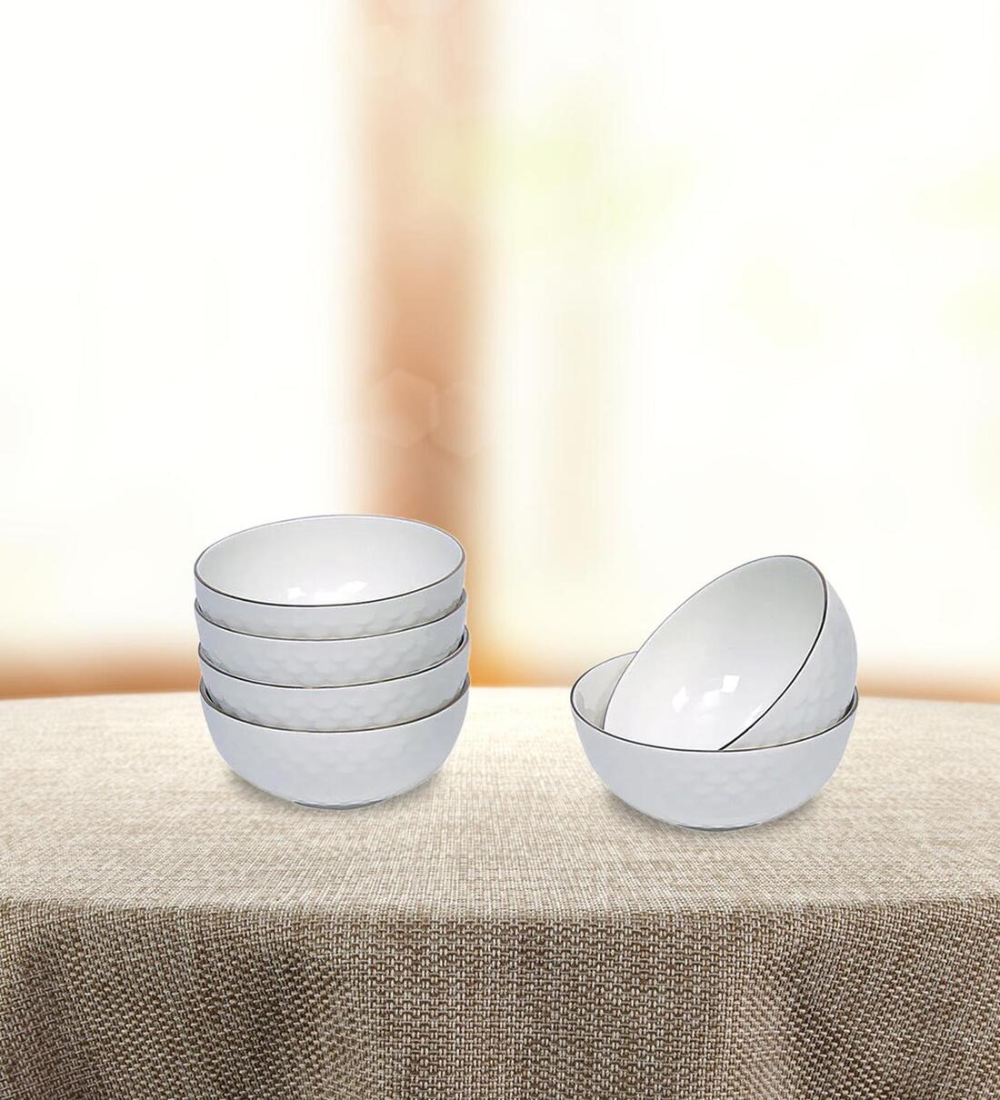 Buy White Ceramic (Set Of 6) Dining Bowls at 30% OFF by @home | Pepperfry