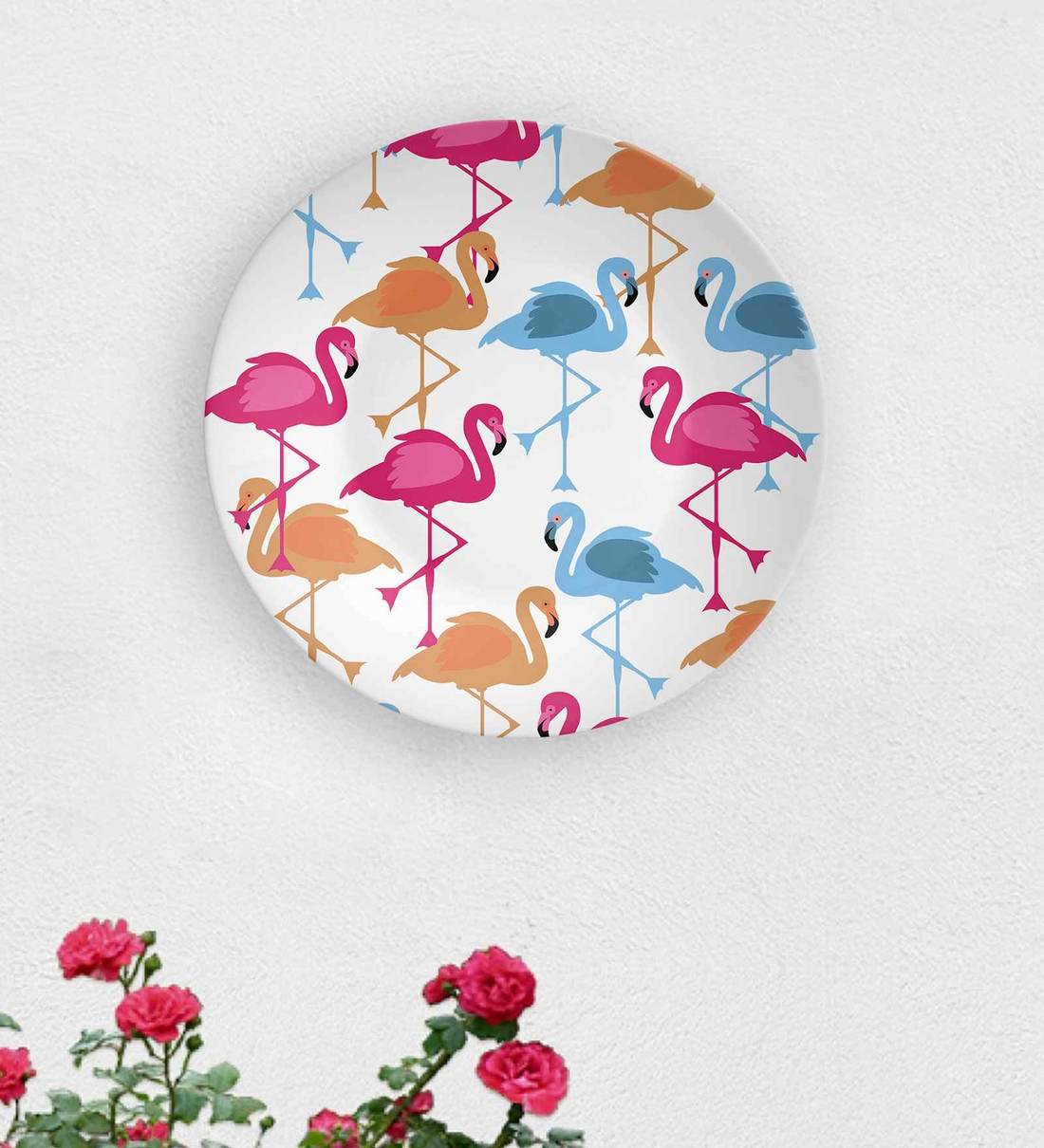 Buy White Ceramic Flamingos Mahal Decorative Wall Plate By Quirk India ...