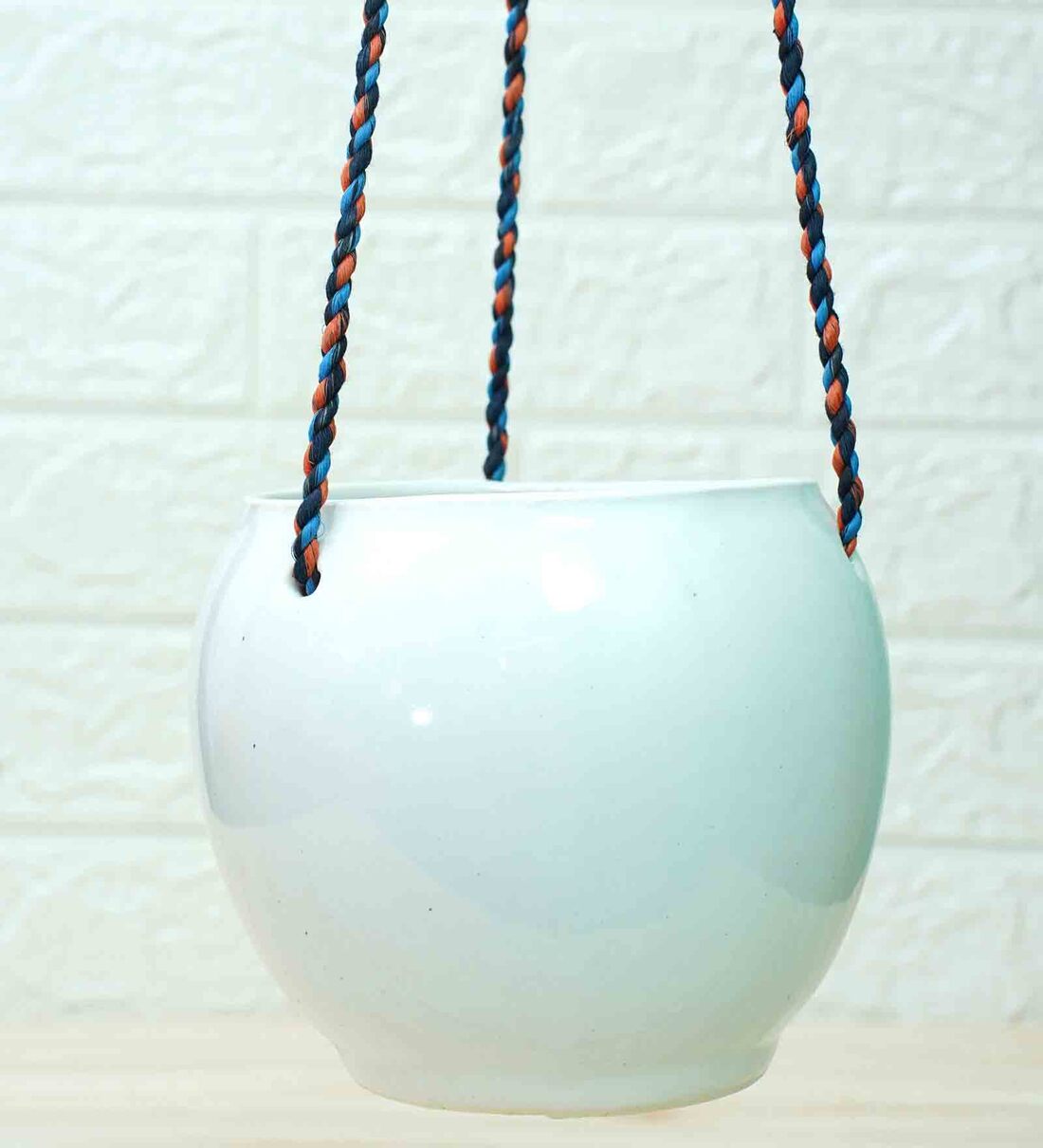 Buy White Ceramic Hanging Planter By Gold Dust Online - Floor Planters ...