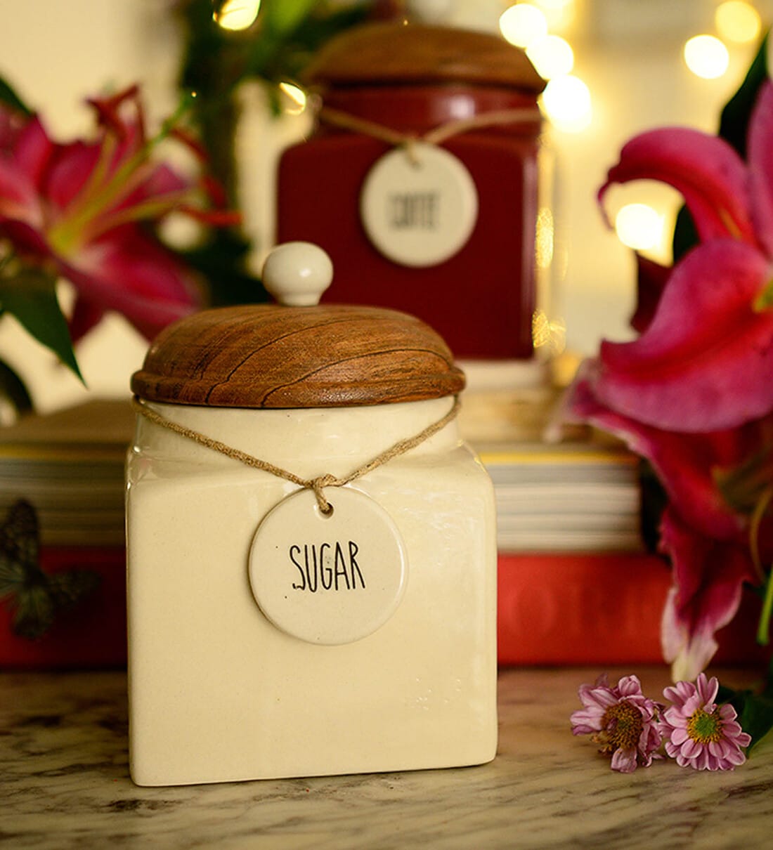 Buy Cream Ceramic Storage Jar (Set of 3) By The Blooming Bagh at 19% ...