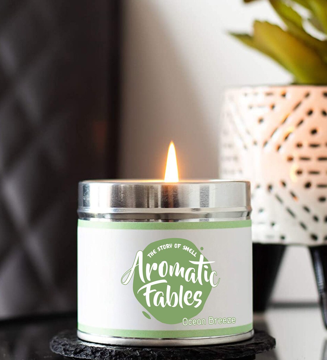 Buy White Glass Ocean Breeze Aroma Scented Candles by Aromatic Fables ...