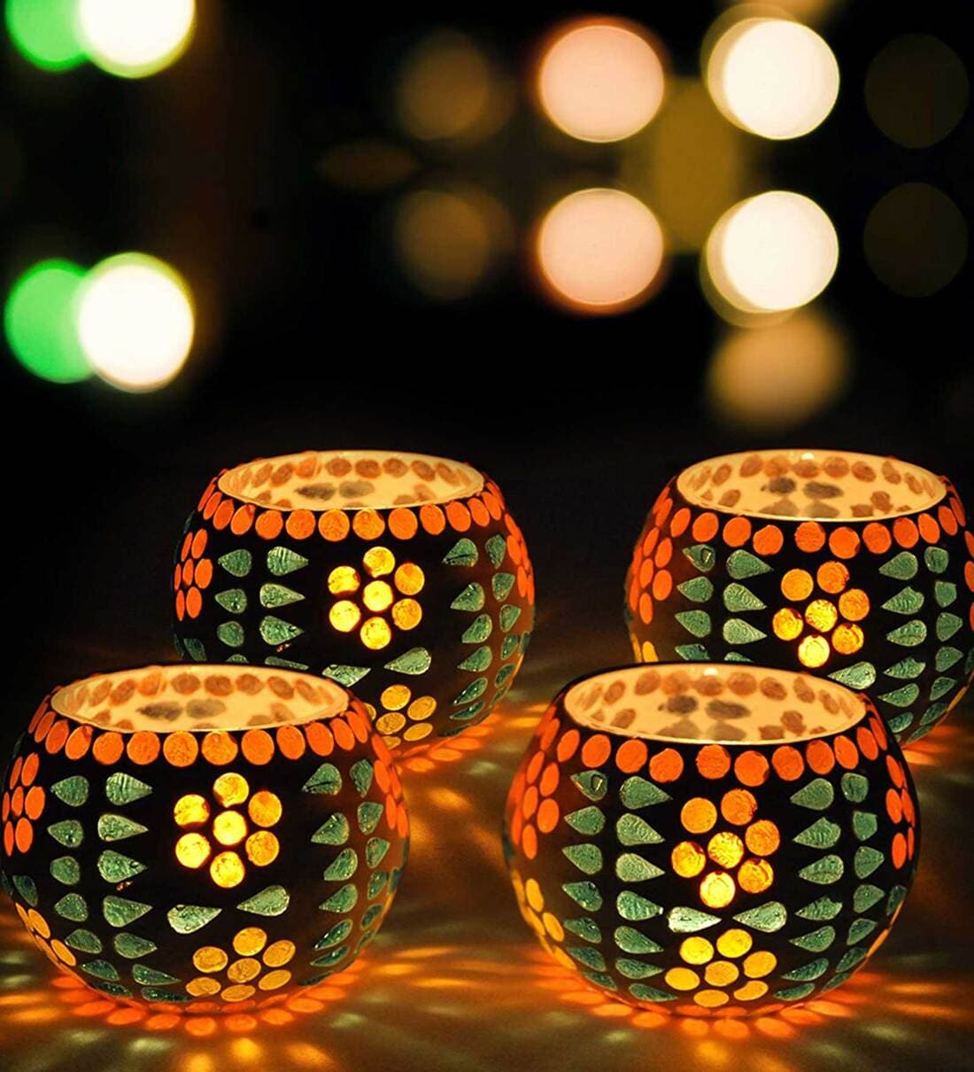 Buy White Glass Set Of 4 Table Tea Light Holders at 36% OFF by Tied ...