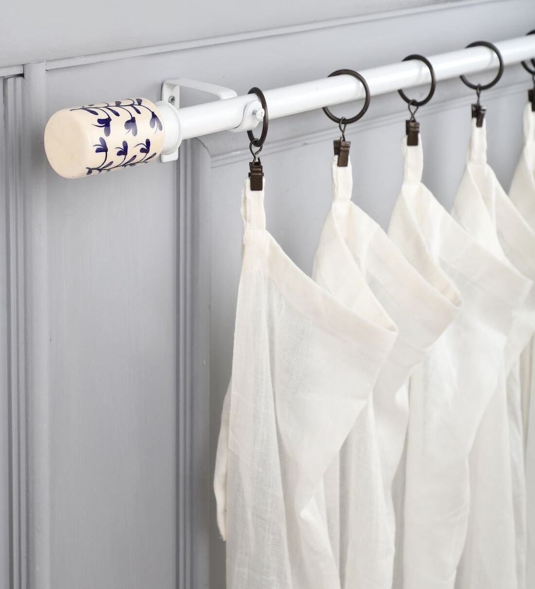 Buy White Iron 48 - 88 Inches Expandable Curtain Rod with Accessories ...