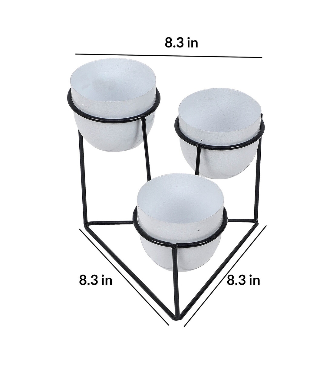 Buy White Iron Desk Pot with Triangle Shape Planter Stand by Amaya ...