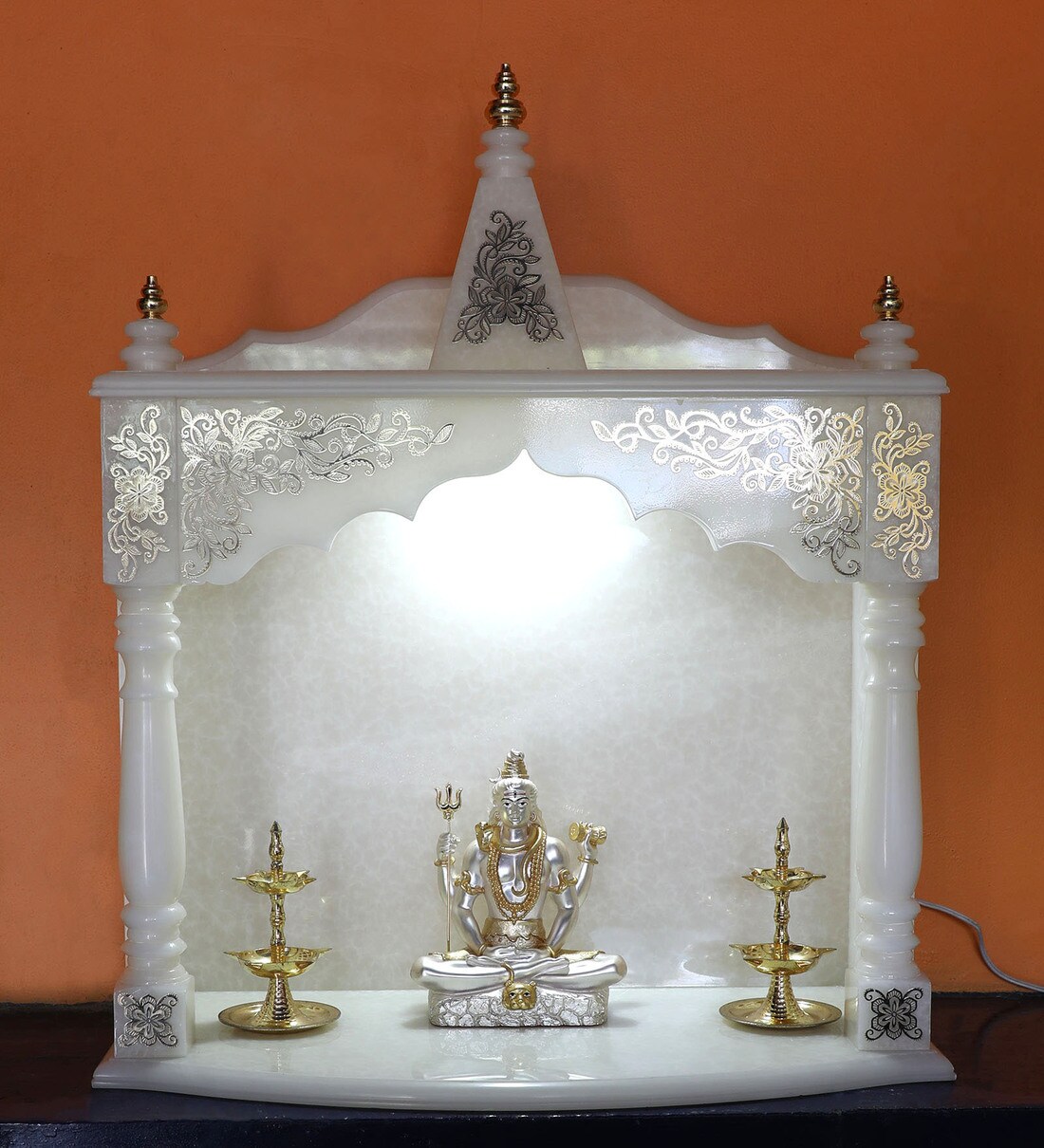 Buy White Marble Pooja Mandir Without Door By Bhavya Craft Online ...