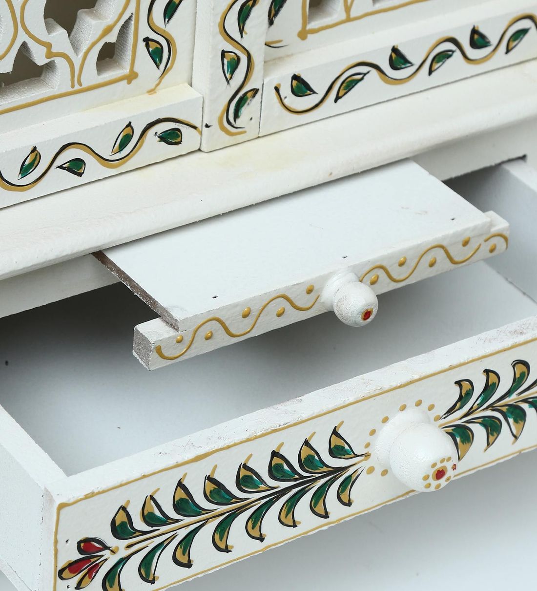 Buy White Sheesham Wood & MDF Pooja Mandir With Door By D Dass Online ...