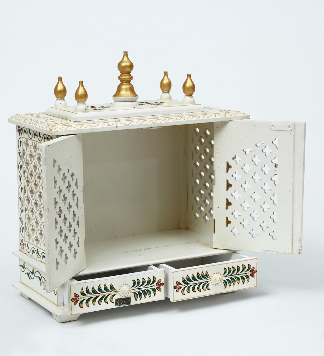 Buy White Sheesham Wood & MDF Pooja Mandir With Door By D Dass Online ...