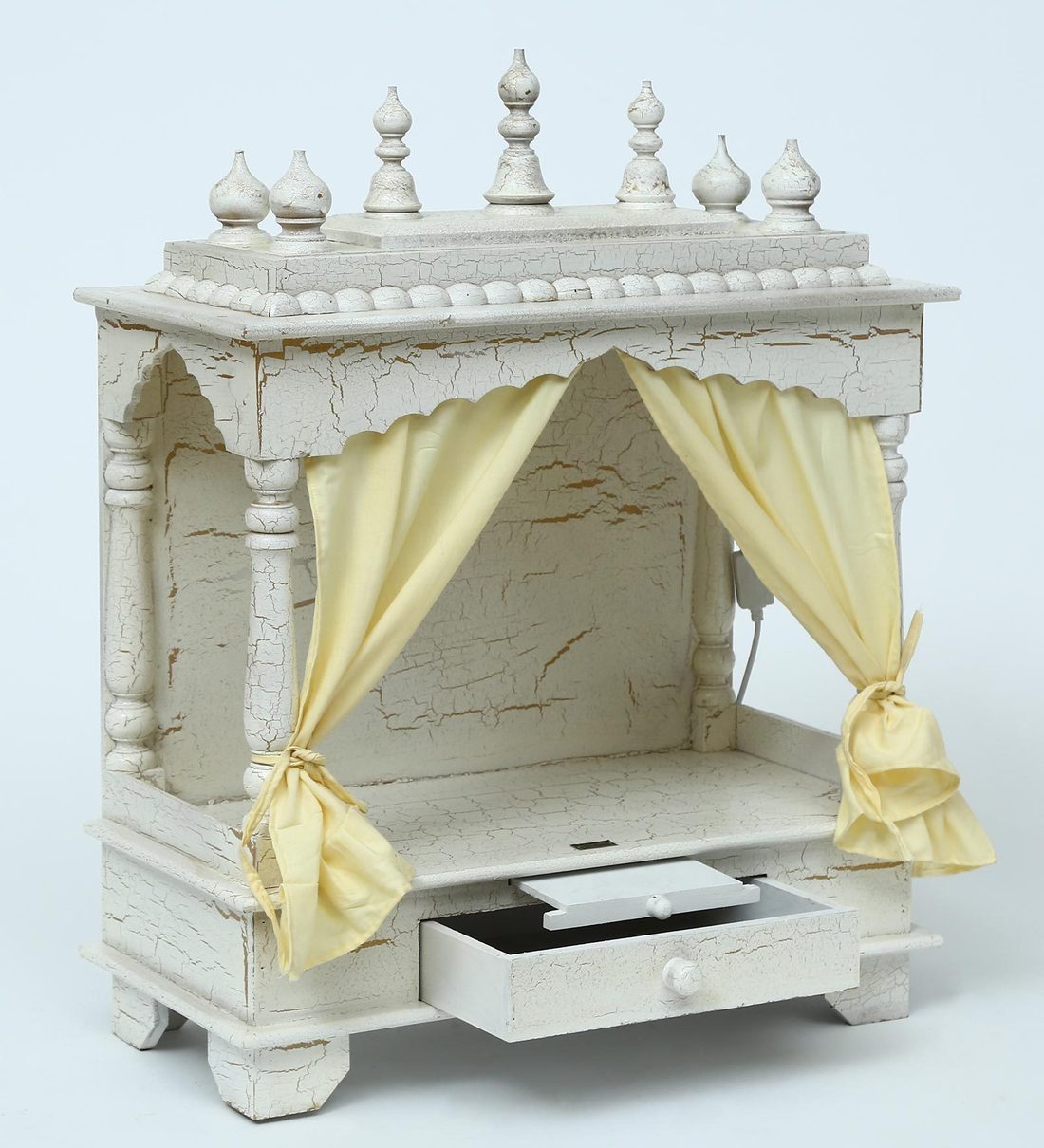 Buy White Sheesham Wood & MDF Pooja Mandir Without Door By D Dass ...