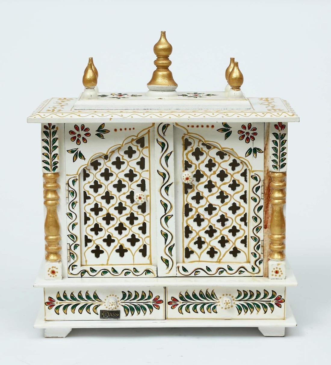 Buy White Sheesham Wood & MDF Pooja Mandir With Door By D Dass Online ...