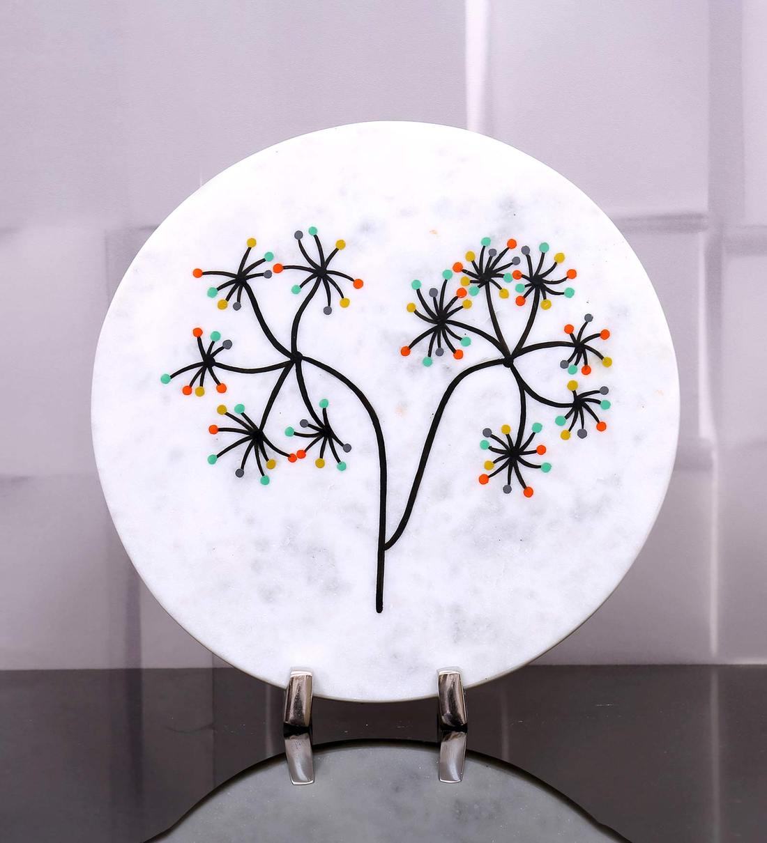 Buy White Marble Tree Of Life Decorative Plate Showpiece By POSH N ...