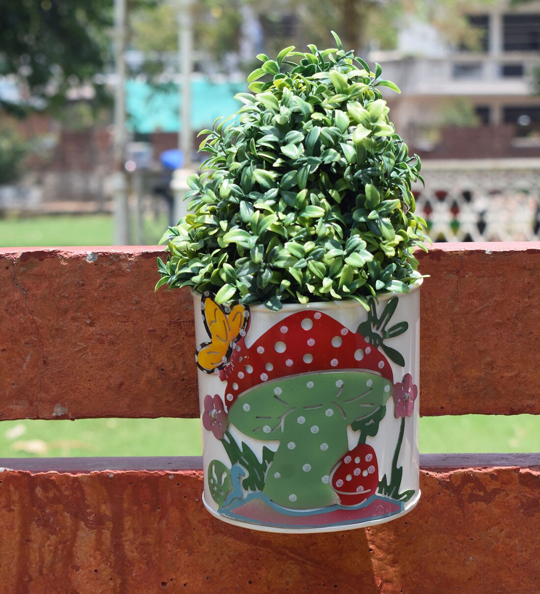 Buy White Metal-Iron Mushroom Pot Railing Planter By Udecor at 17% OFF ...