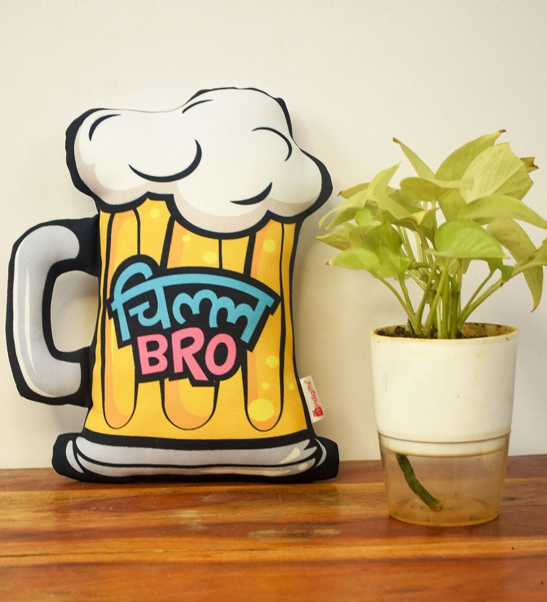 Buy White Polycotton Beer Shaped Chill Bro Cushion at 70% OFF by ...