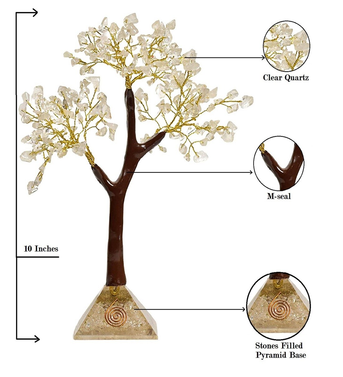 Buy White Quartz Stone Fortune Crystal Tree Showpiece by Muren Online ...