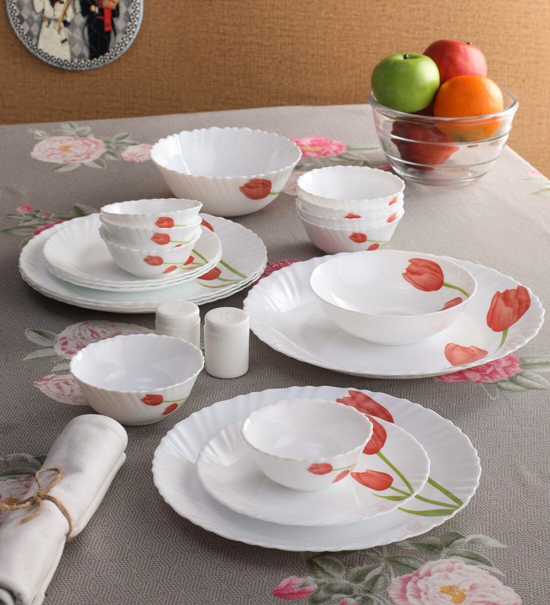 Buy Scarlet Duet Opalware Dinner Set - 30 Pieces By La Opala Online ...