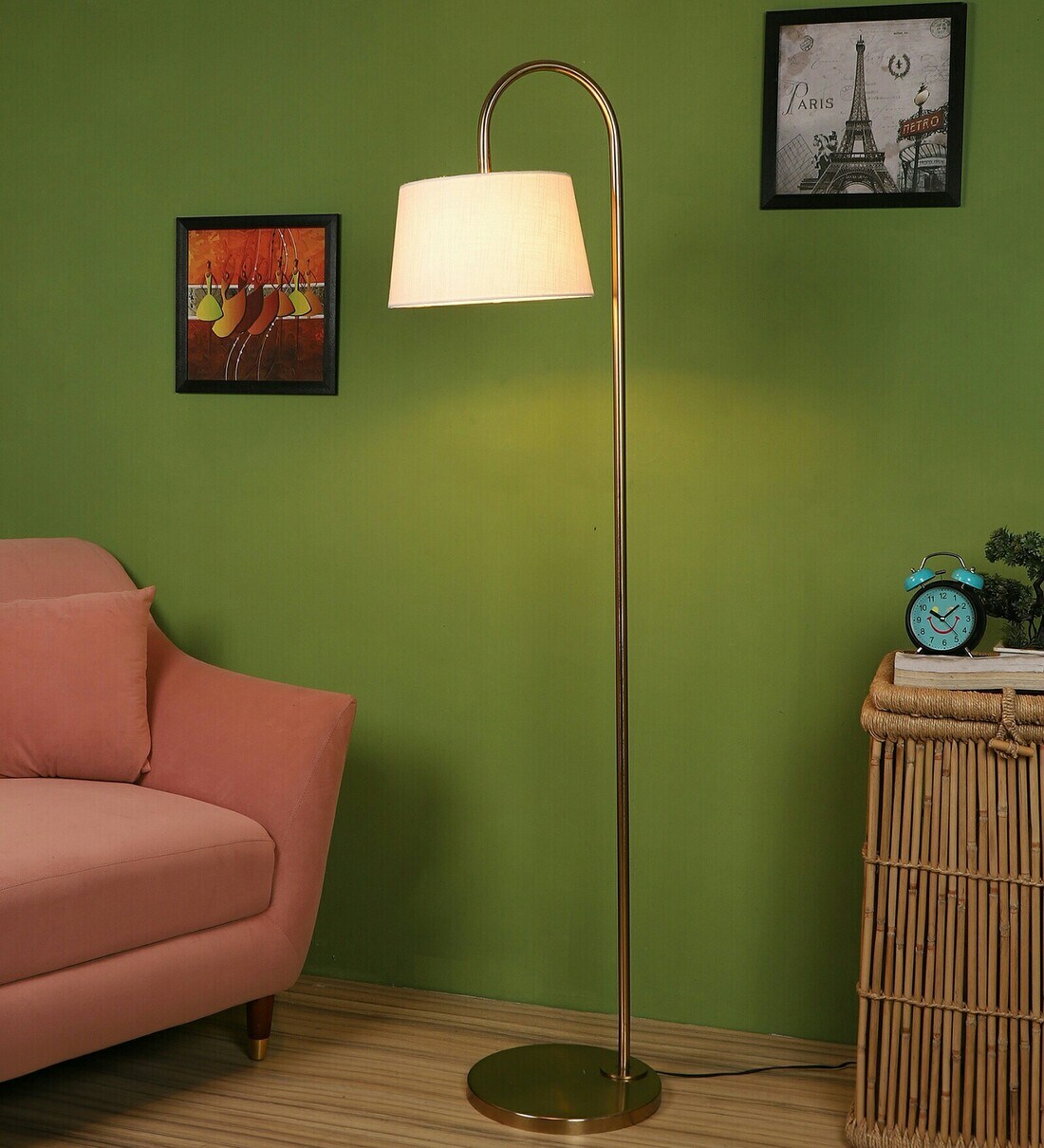 Buy White Shade Floor Lamp With Metal Base By Forever Lights at 47% OFF ...