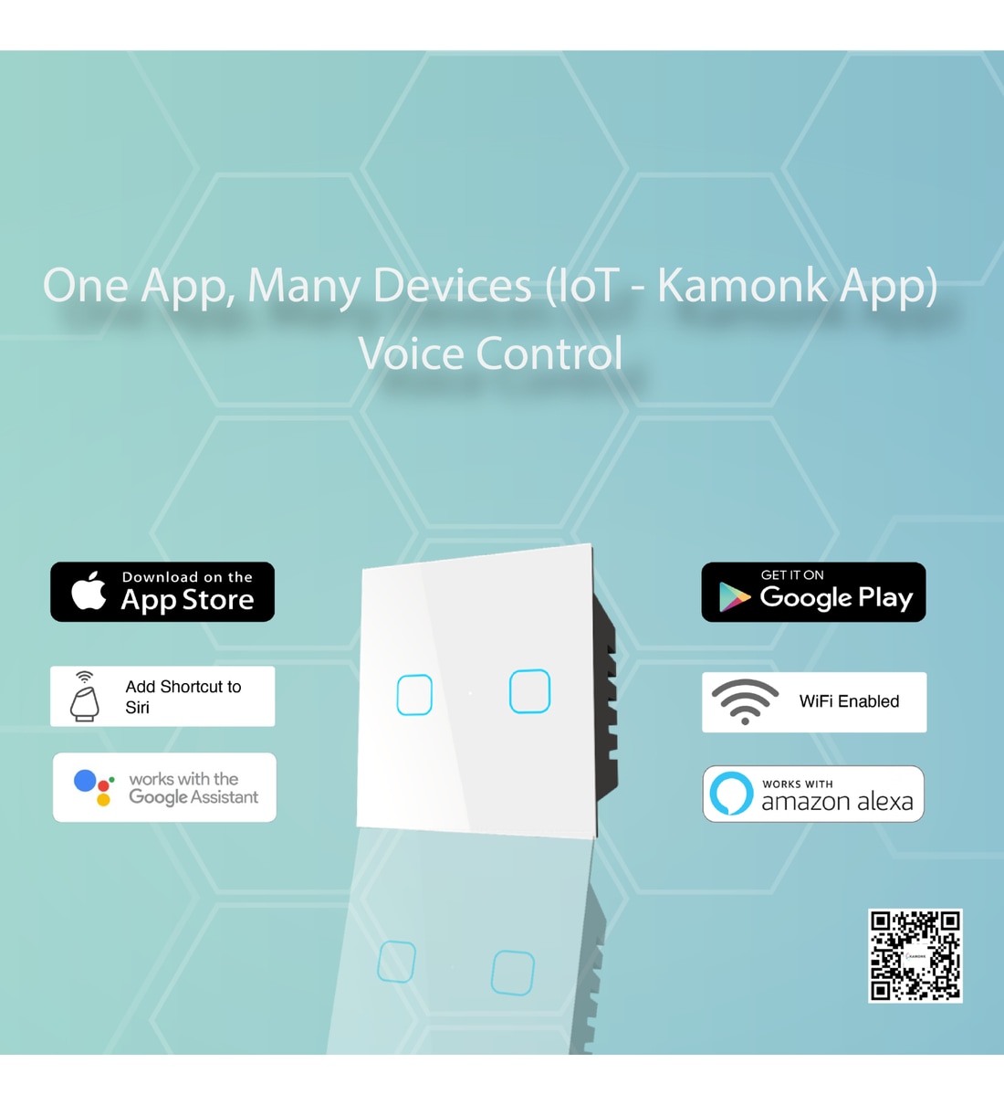 Buy White Smart Touch Switch 2 Gang 15A By Kamonk Online - Smart Bulbs - Smart Lights - Lamps ...