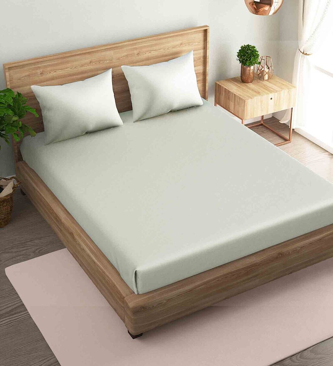 Buy White Solid 210 TC Satin Single Bed Sized Bed Sheets With 1 Pillow Cover by Naksh at 48% OFF ...
