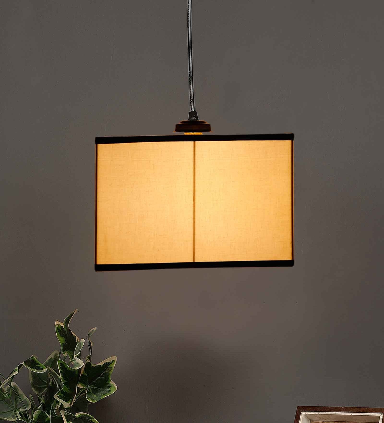 Buy White & Black Cotton Square Hanging Lamp at 49% OFF by New Era ...