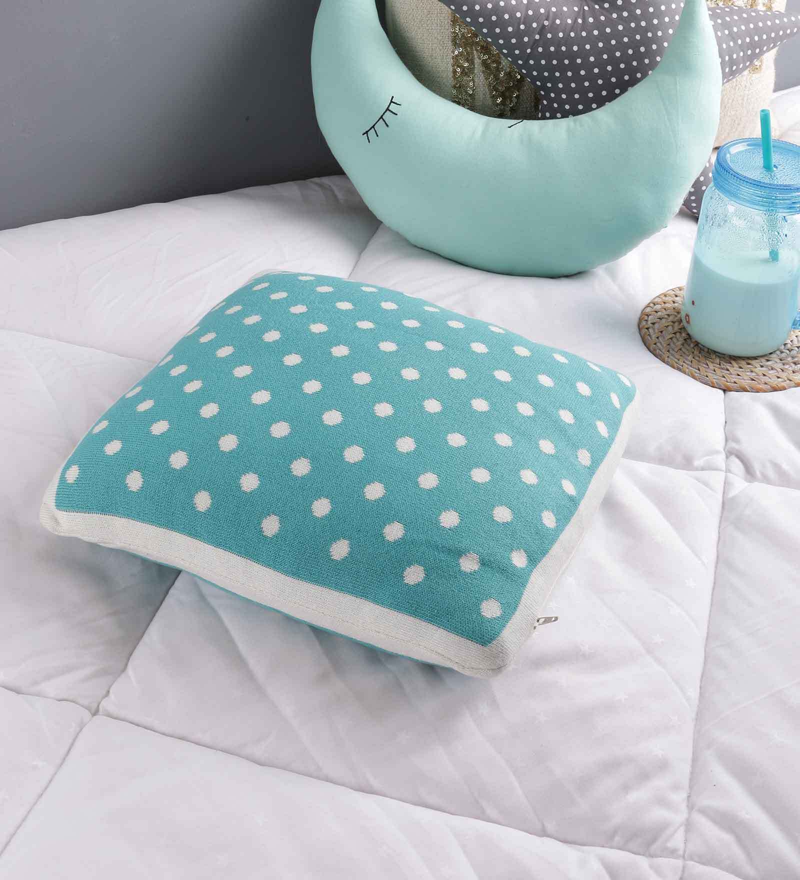 Buy White & Blue 100% Cotton 12X12 Inch Pillow Cover at 100% OFF by ...