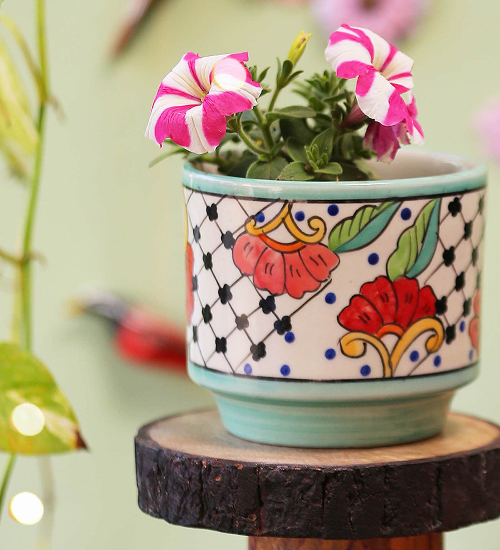 Buy White Floral Printed Ceramic Planter (Set of 2) at 11% OFF by The ...