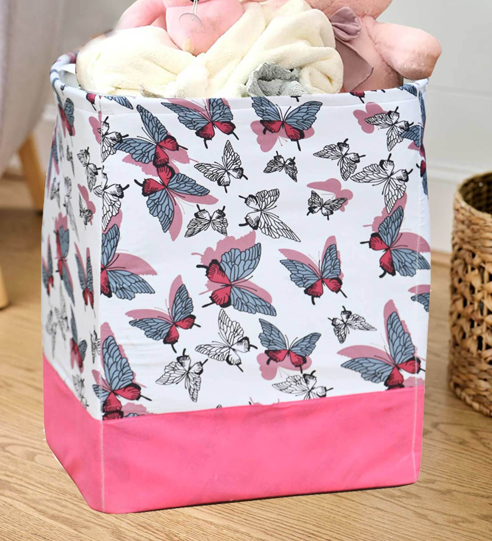 Buy White & Pink Polyester Foldable 55 Litres Laundry Basket at 77% OFF ...