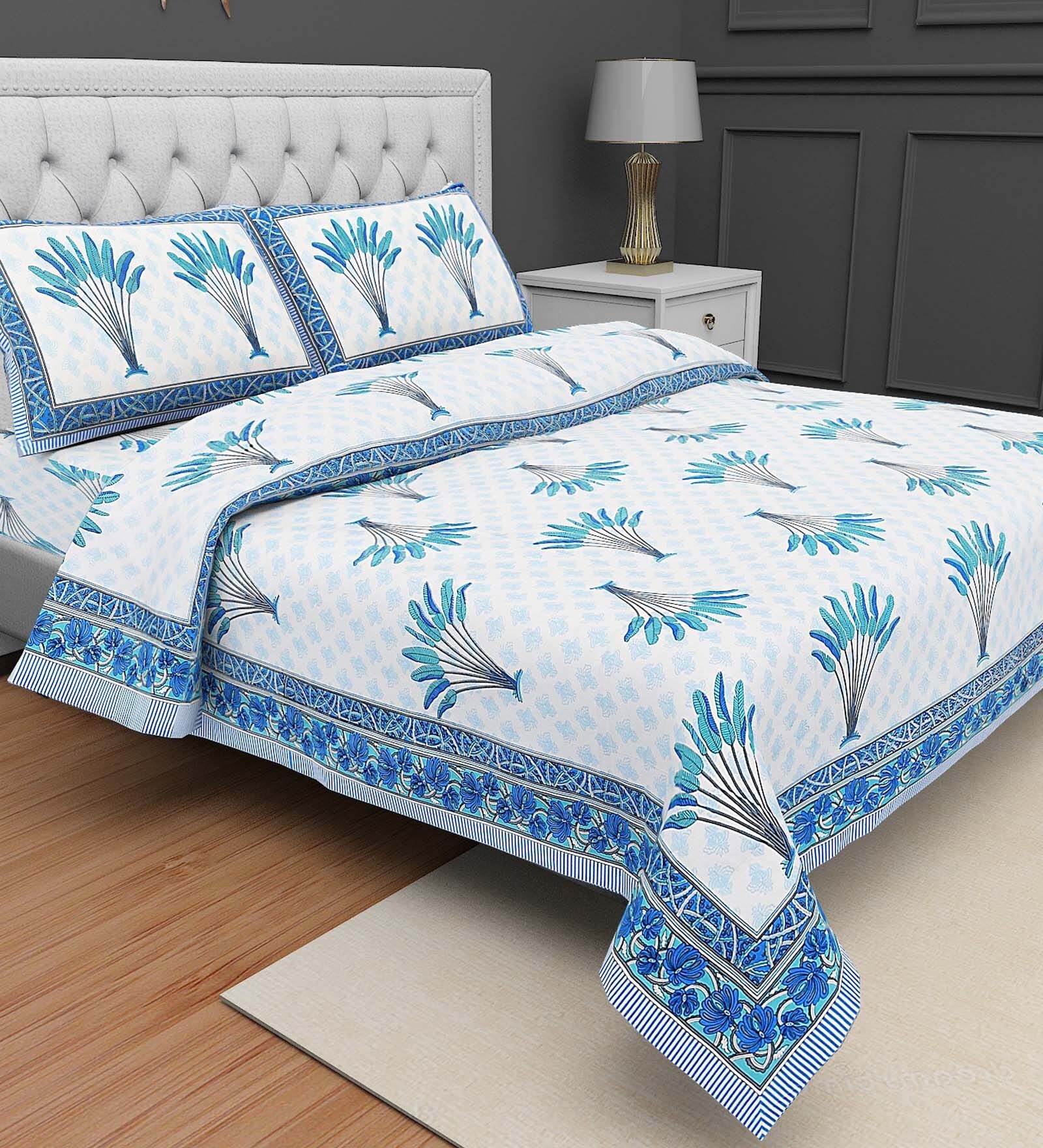 Buy 100% Cotton 200TC Double Bedsheet & 2 Pillow Covers by Ved at 23% ...
